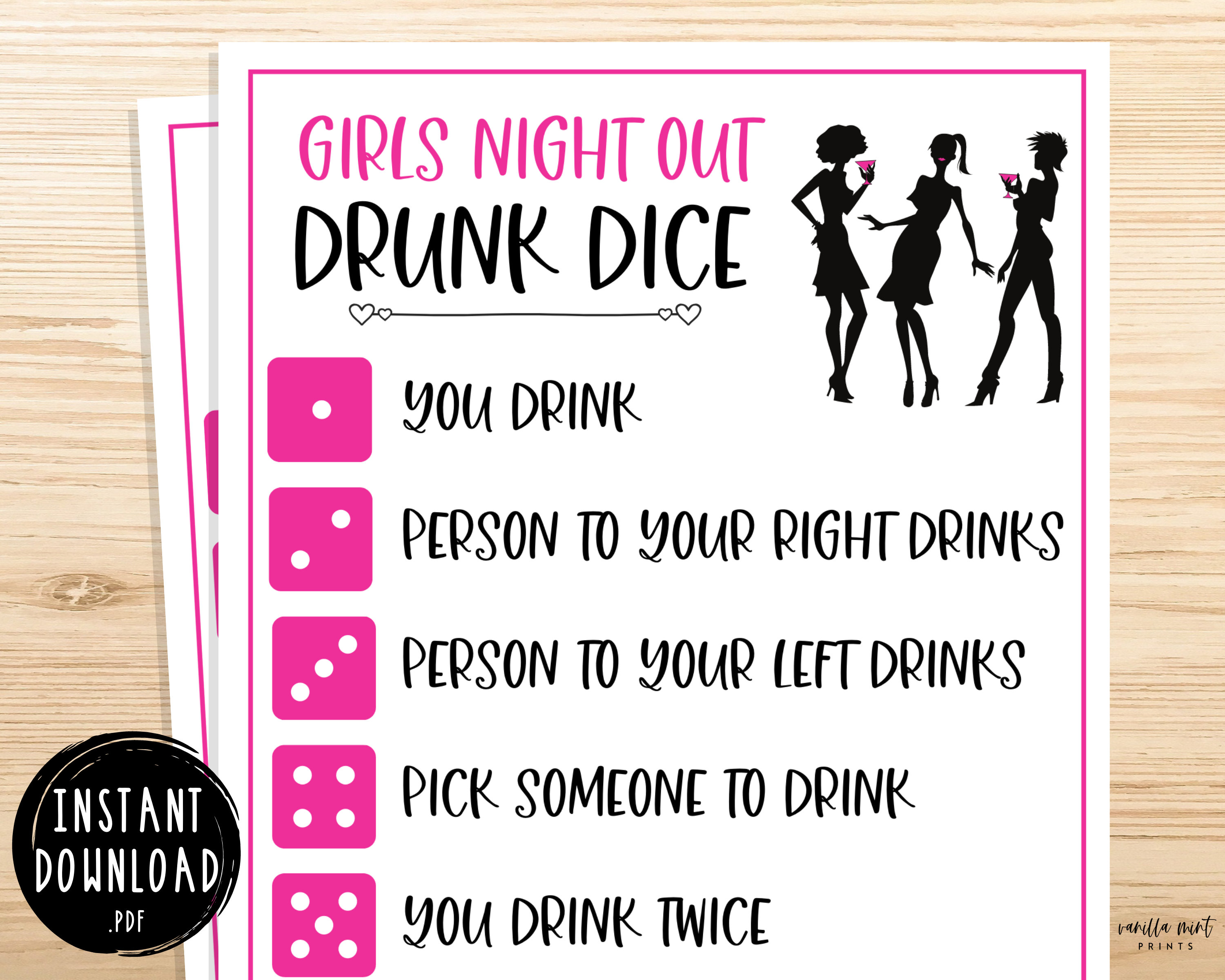Girls Night Out Drunk Dice Drinking Game Girls Night In | Etsy