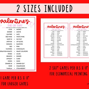 Valentine's Day This or That Game Valentine Printable | Etsy