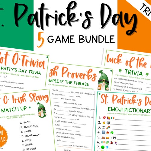 St Patty's Day Games Bundle St Patricks Day Printable - Etsy