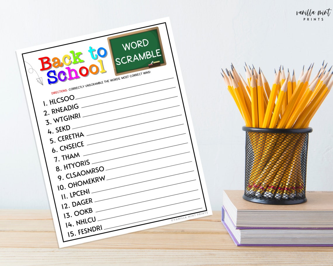 Back to School Game Word Scramble First Day of School | Etsy