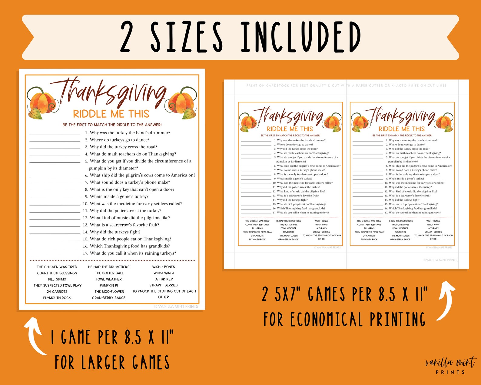 Thanksgiving Riddle Me This Trivia Game | Thanksgiving Printable Games ...