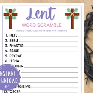 Lent Word Scramble Game | Printable Party Games | Easter Activities for ...