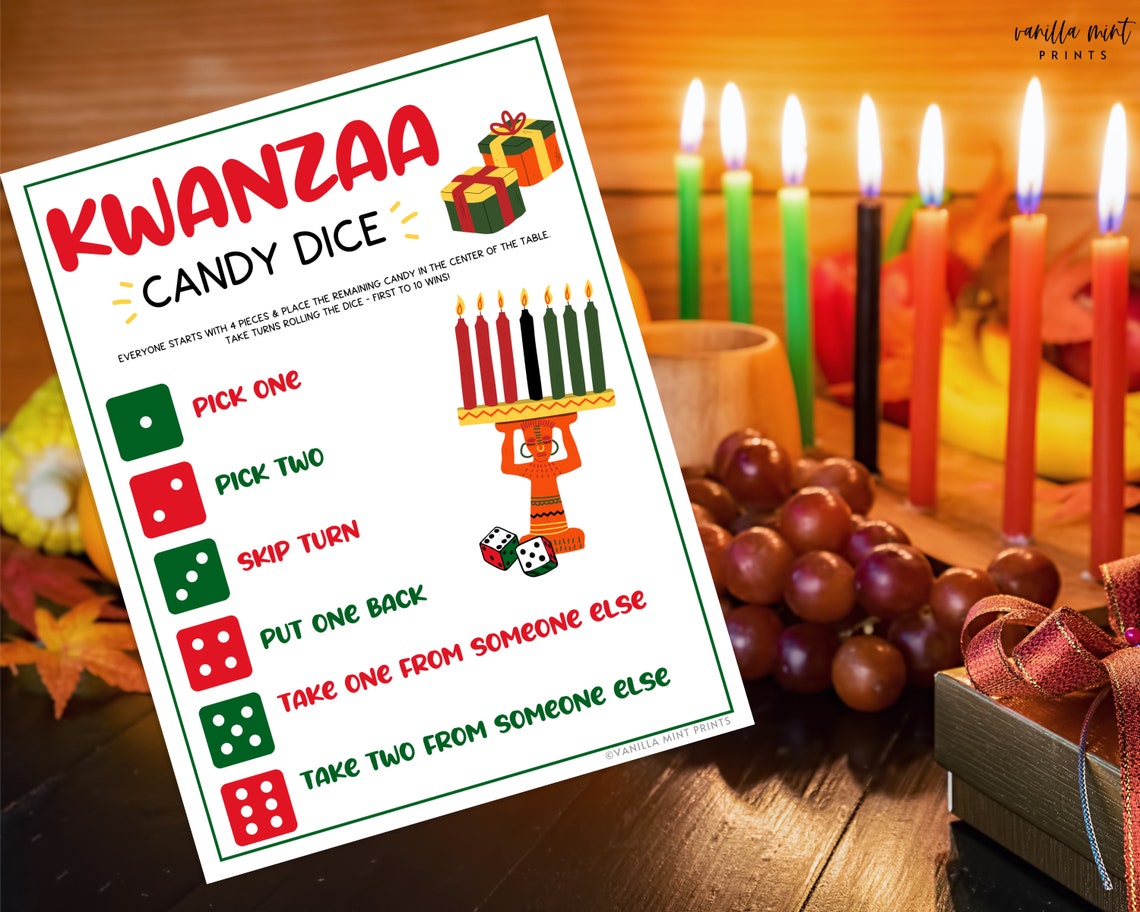 Kwanzaa Candy Dice Printable Kwanzaa Party Games Fun - Etsy