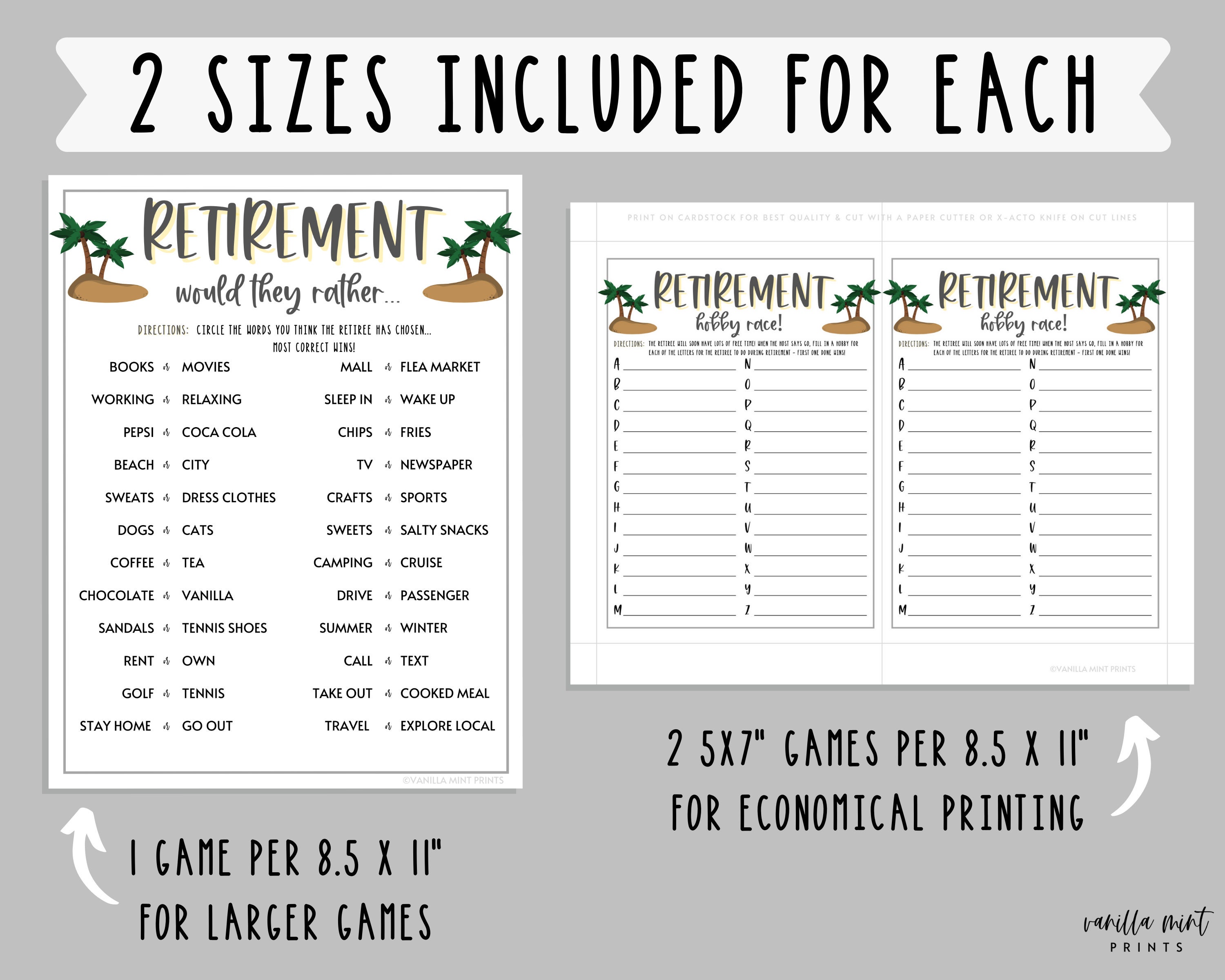 Retirement Party Games Retirement 2 Game Bundle Fun | Etsy