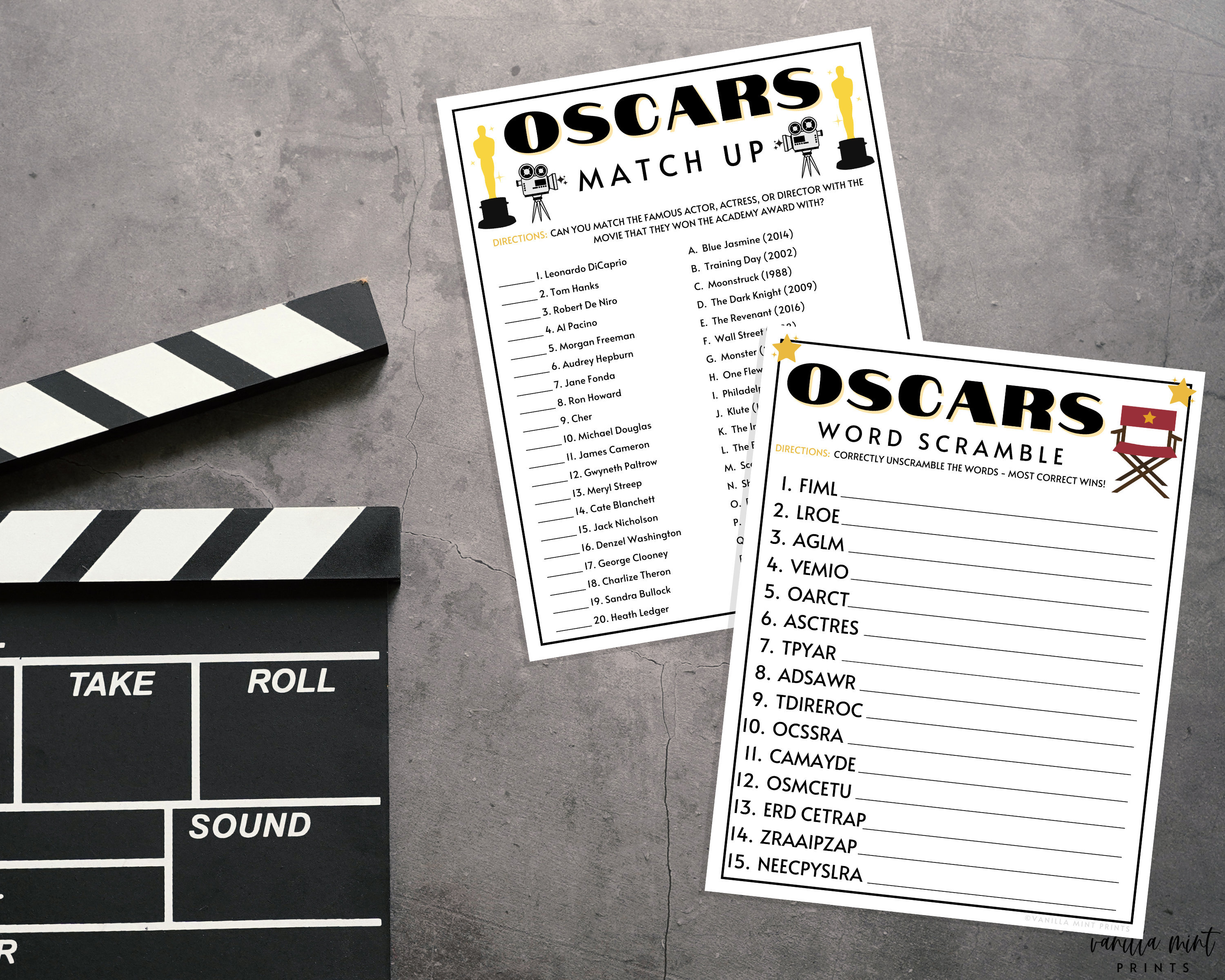 Oscars Party Game BUNDLE 94th Academy Awards Party Games | Etsy