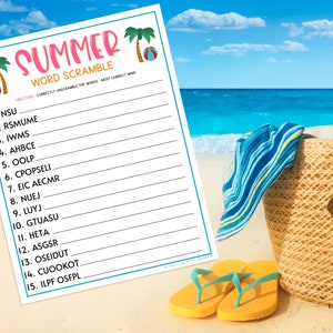 Summer Word Scramble Game | Printable Summertime Games | Party Games ...