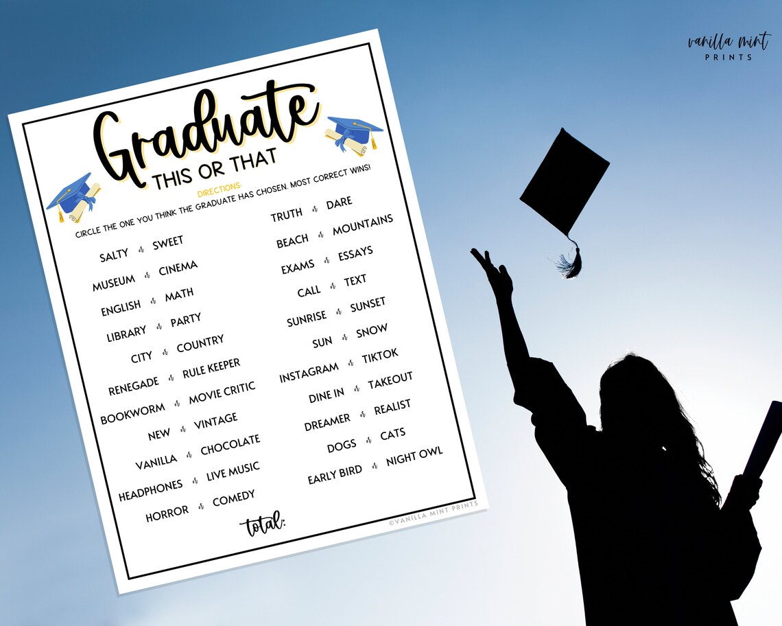 Graduation Games This or That Would They Rather Fun - Etsy