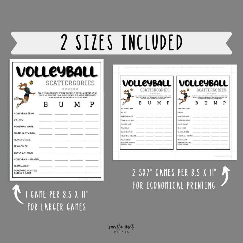 Volleyball Scattergories Game | Printable Volleyball Team Party Games ...