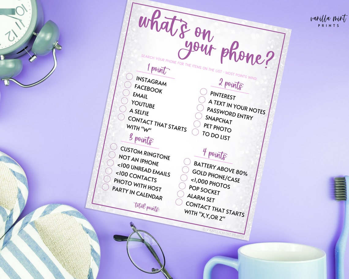 Teen Slumber Party Games Whats on Your Phone Girls - Etsy