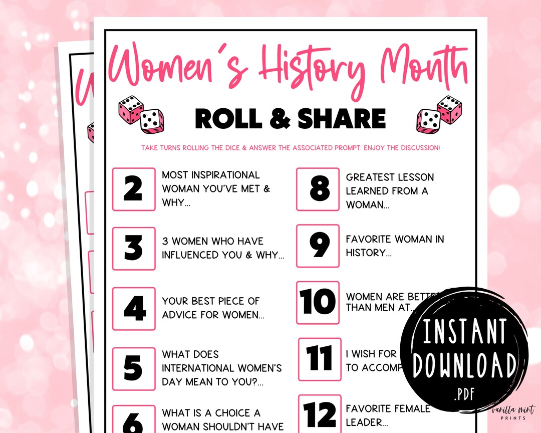 Women's History Month Roll and Share Game | Women Empowerment ...
