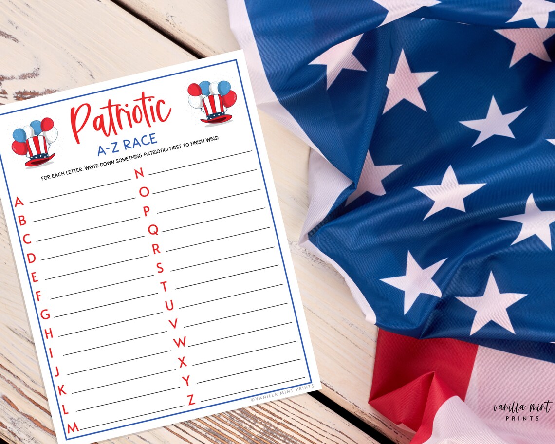 Patriotic A Z Word Puzzle Game Printable Memorial Day - Etsy