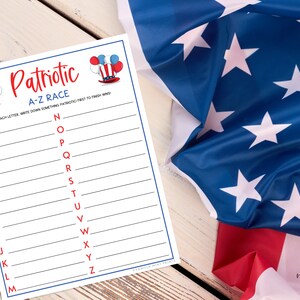 Patriotic A - Z Word Puzzle Game | Printable Memorial Day Party Games ...
