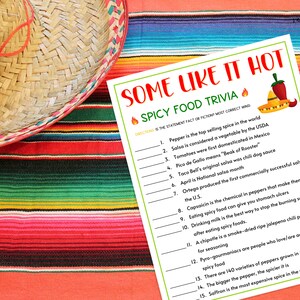 Cinco De Mayo Some Like It Hot Spicy Food Trivia Game | Mexican Party ...