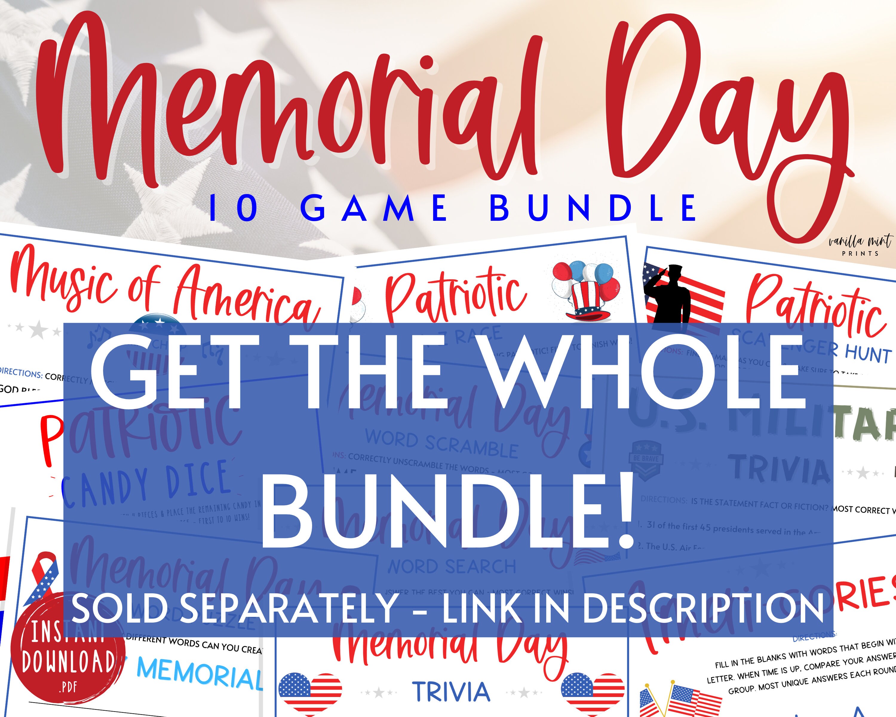 Patriotic Scavenger Hunt Game Printable Memorial Day Party - Etsy