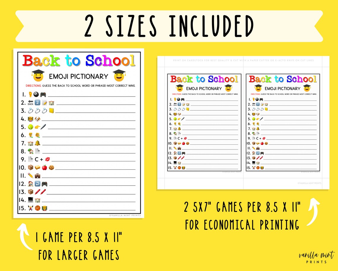 Back to School Game Emoji Pictionary First Day of School | Etsy