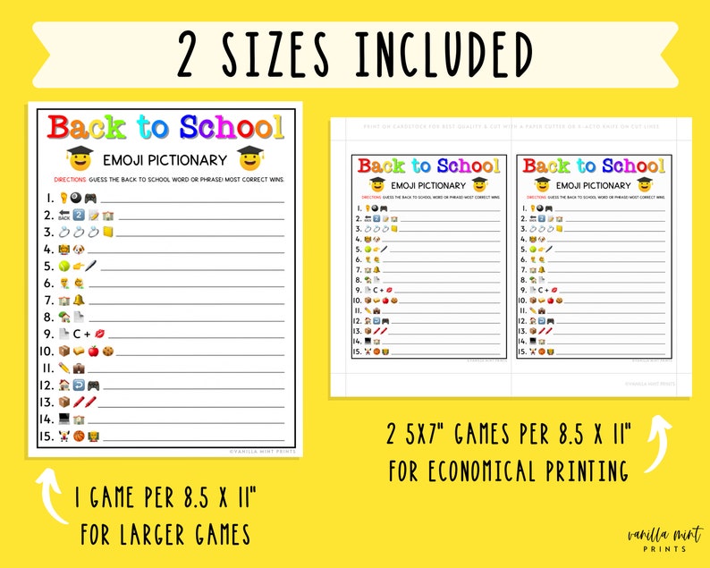 Back to School Game Emoji Pictionary First Day of School | Etsy