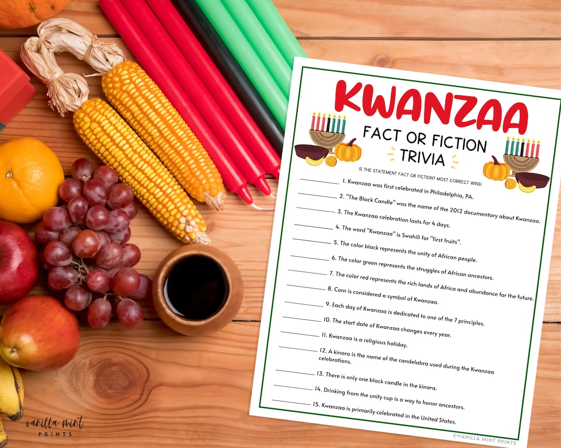 Kwanzaa Trivia Game Printable Kwanzaa Party Games Fun - Etsy