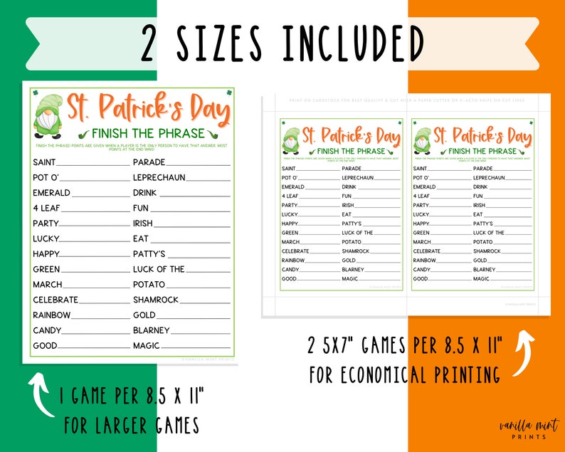 St. Patrick's Day Finish the Phrase Game Irish Fun St. | Etsy