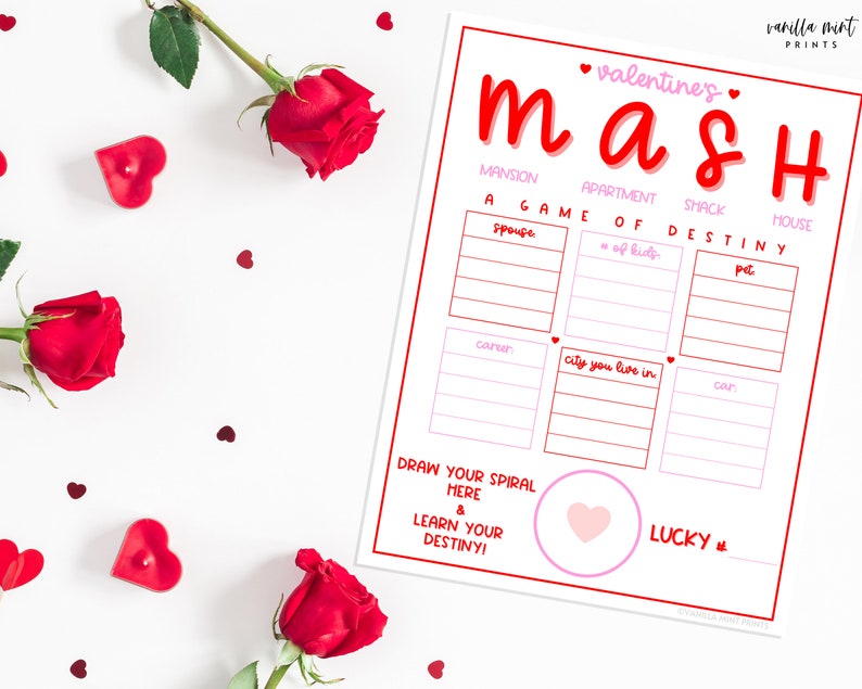 Valentine's Day MASH Game Fun Valentine's Day - Etsy