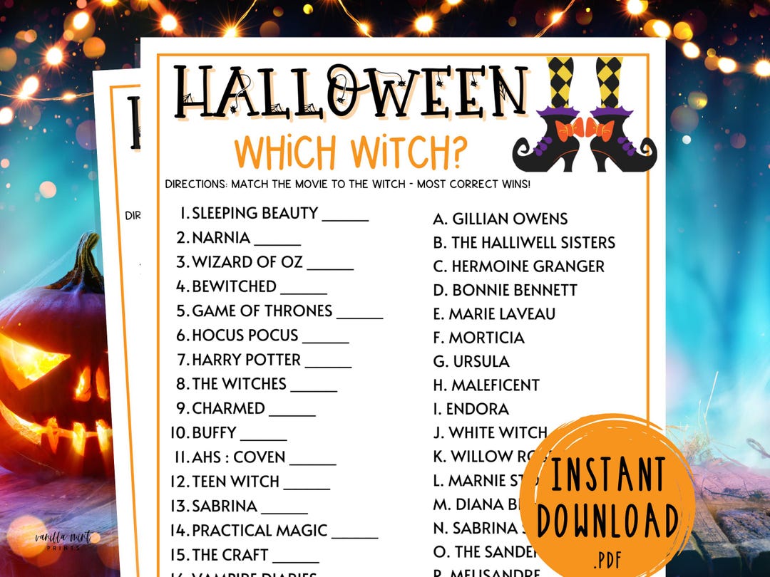 Halloween Witch Matching Game | Which Witch | Halloween Printable Games ...