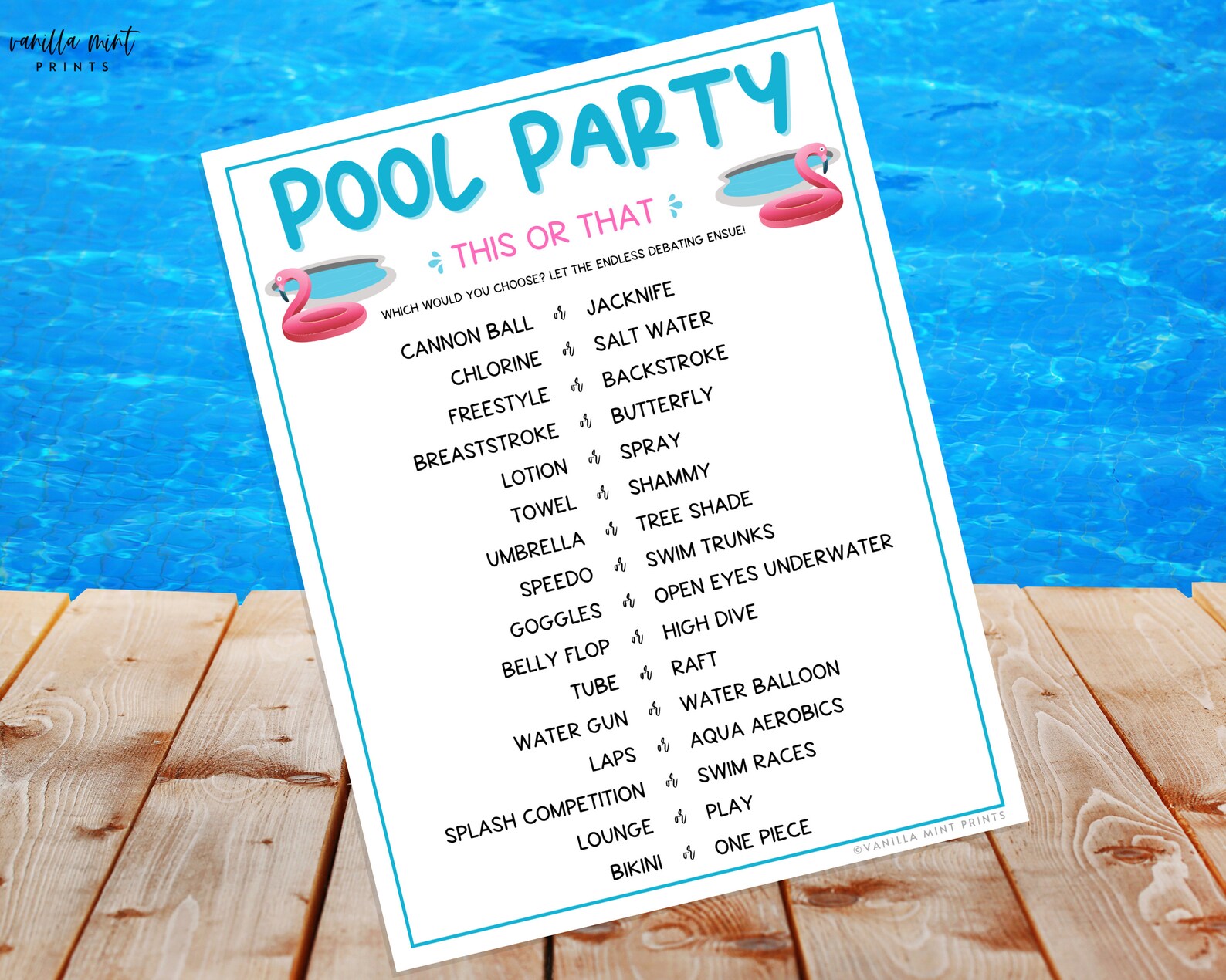 Pool Party This or That Game Printable Fun Summertime Party | Etsy