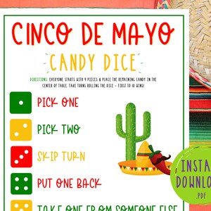 Cinco De Mayo Candy Dice Game Classroom Game Mexican Party Games Fun ...