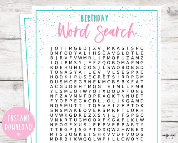 Teen Slumber Party Games Word Search Girls Sleepover | Etsy