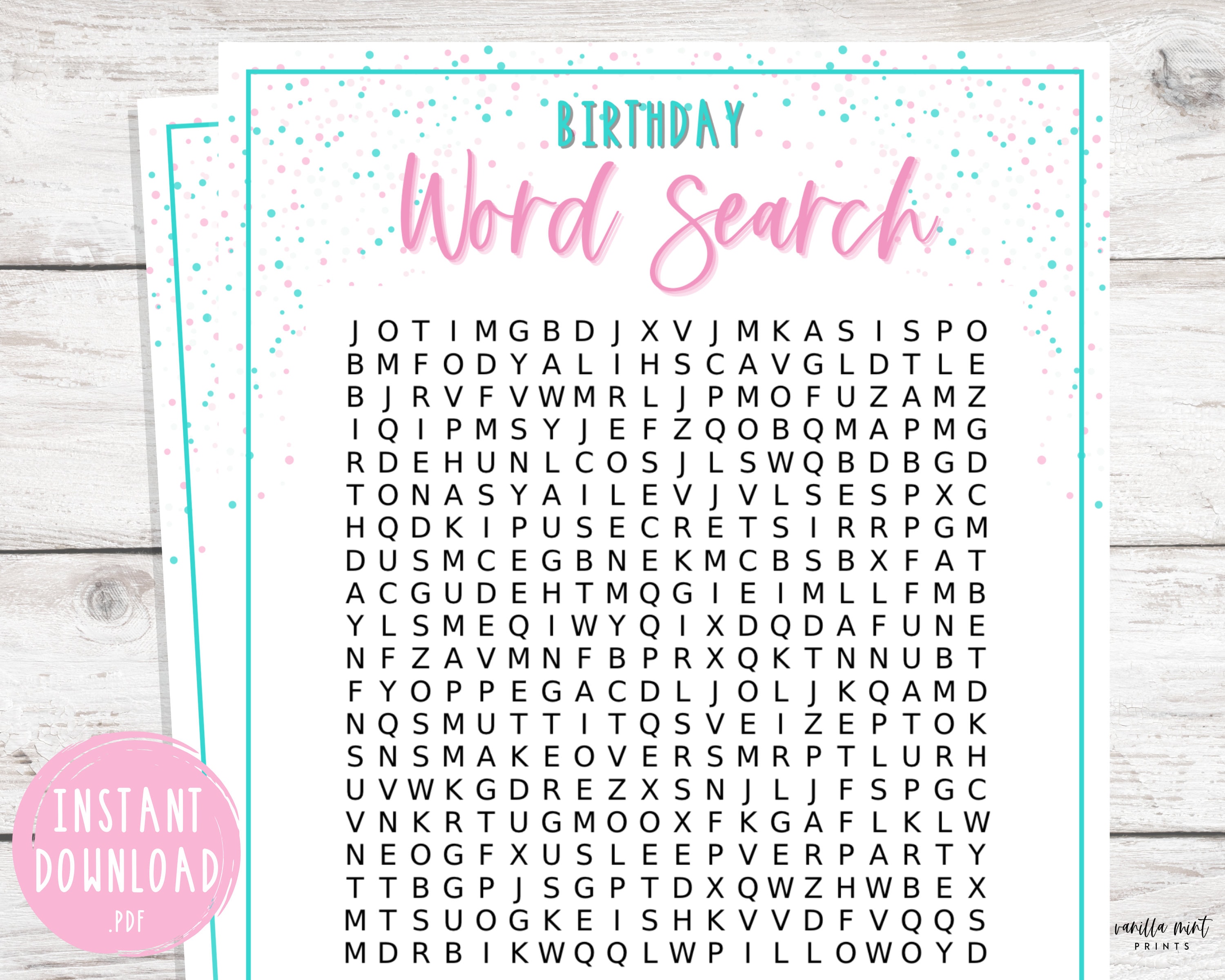 Teen Slumber Party Games | Word Search | Girls Sleepover Birthday Party ...