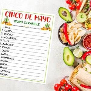 Cinco De Mayo Word Scramble Game | Word Game | Mexican Party Games ...