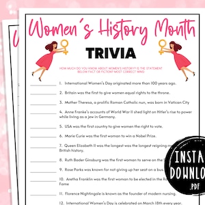 Women's History Month Trivia Game | Women Empowerment | Celebration ...