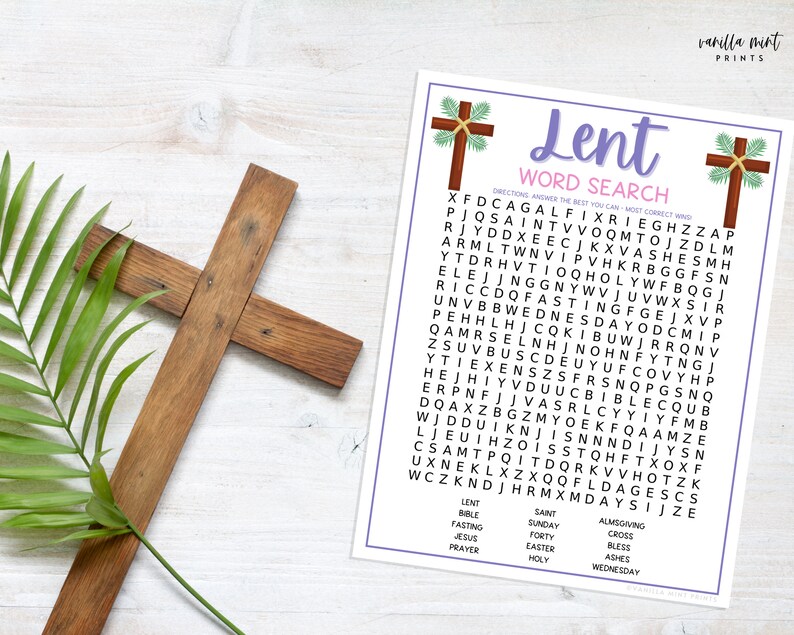 Lent Word Search Lenten Printable Party Games Easter - Etsy