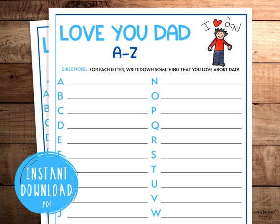 Love You Dad A to Z Father's Day Games Word Puzzle | Etsy
