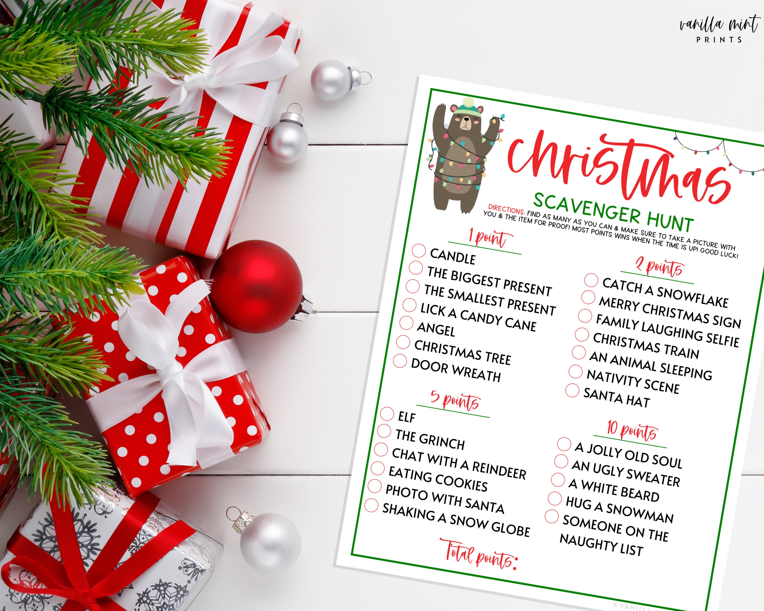 Christmas Scavenger Hunt Game Christmas Printable Games - Etsy