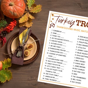 Thanksgiving Turkey Trot Music Match up Game | Thanksgiving Printable ...