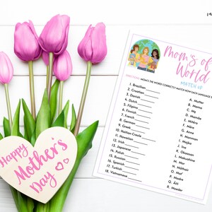 Moms of the World Match up Trivia Game | Mother's Day Games | Language ...