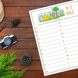 Camping A-Z Race | Printable Campground Games | Party Games | Camping ...