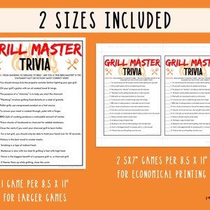 Grill Master Trivia Game | Printable Summertime Games | Party Games ...