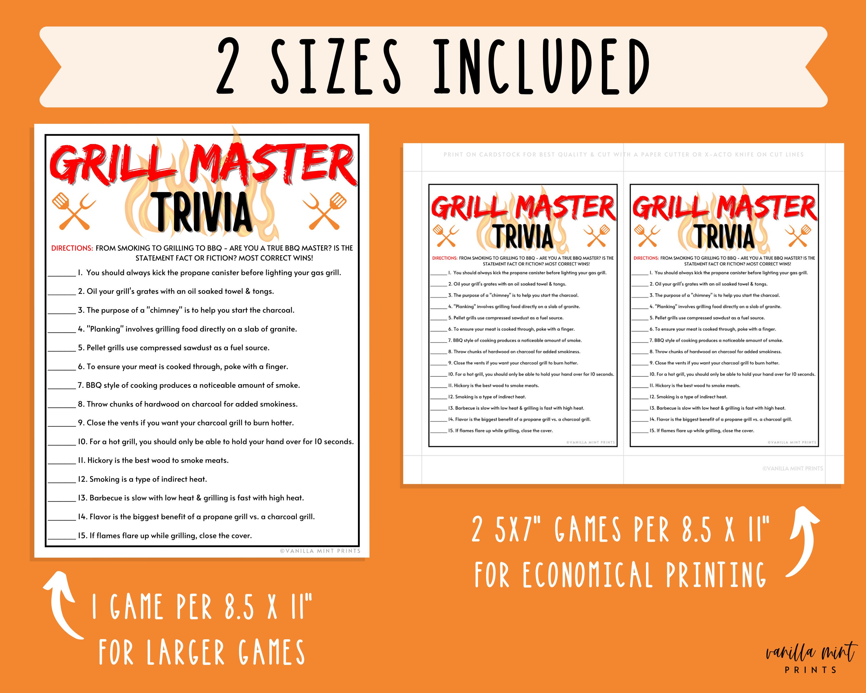 Grill Master Trivia Game Printable Summertime Games Party - Etsy Finland