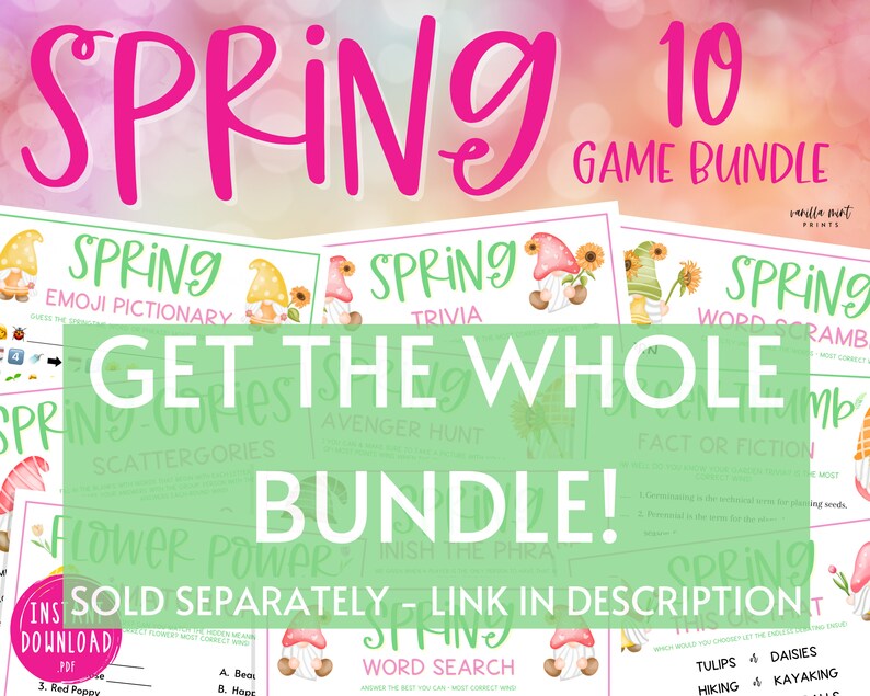 Spring A Z Word Puzzle Printable Springtime Games Party | Etsy