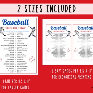 Baseball This or That Game | Printable Baseball Team Party Games | MLB ...
