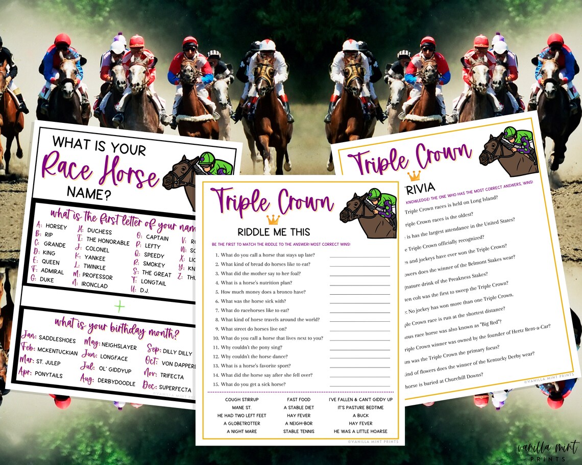Kentucky Derby 10 Game BUNDLE Volume 2 Ten Horse Race Party - Etsy