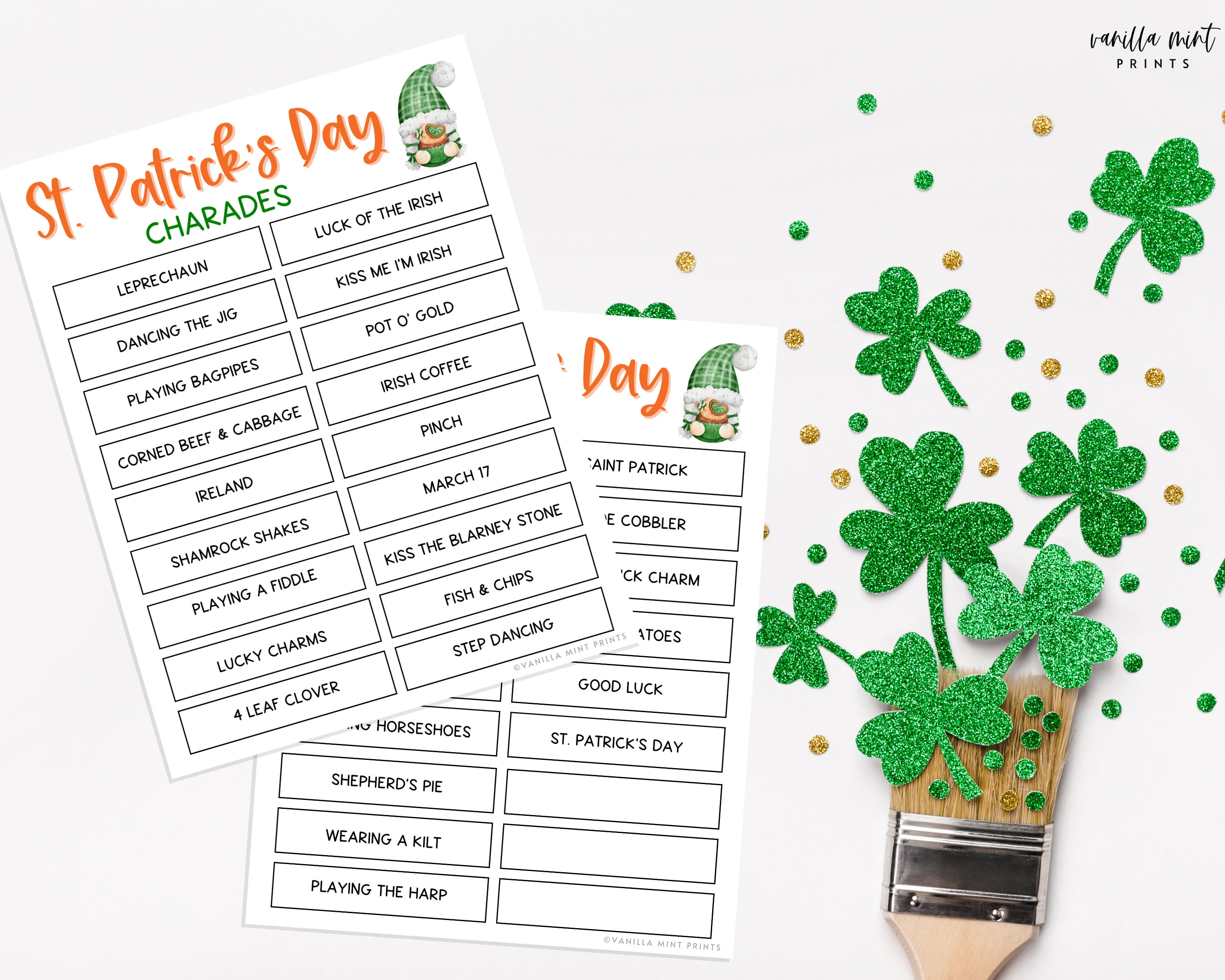 St. Patrick's Day Charades Game Irish Party Game Fun - Etsy