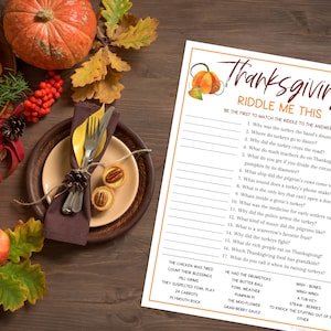 Thanksgiving Riddle Me This Trivia Game | Thanksgiving Printable Games ...