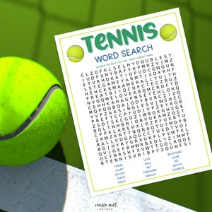 Tennis Word Search Game | Printable Tennis Themed Party Games | Tennis ...