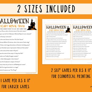 Halloween Scary Movie Trivia Game Halloween Printable Games | Etsy