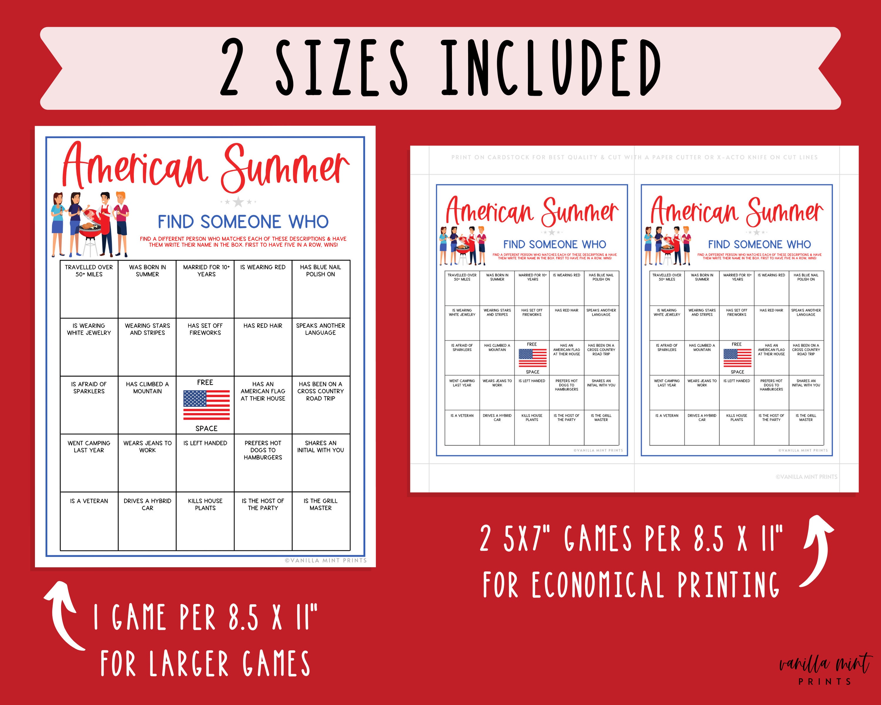 American Summer Find Someone Who Game Printable Memorial Day - Etsy