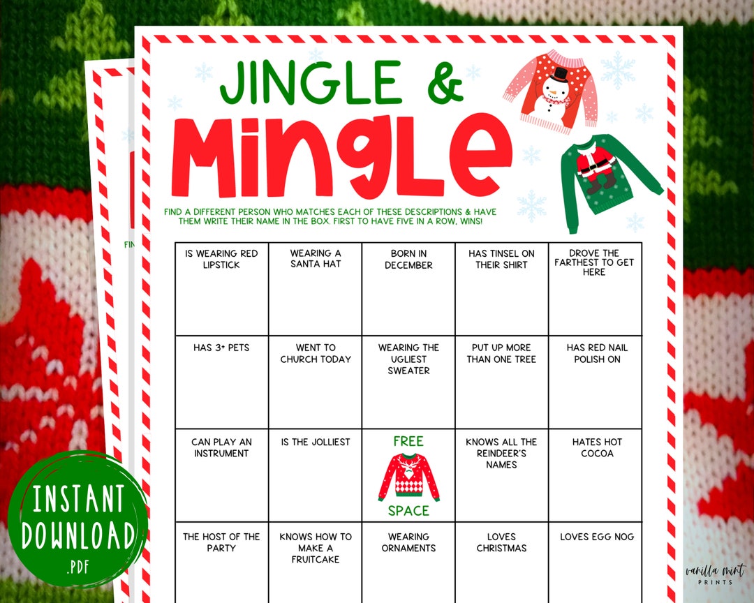 Ugly Sweater Party Jingle & Mingle Game | Find Someone Who Christmas ...