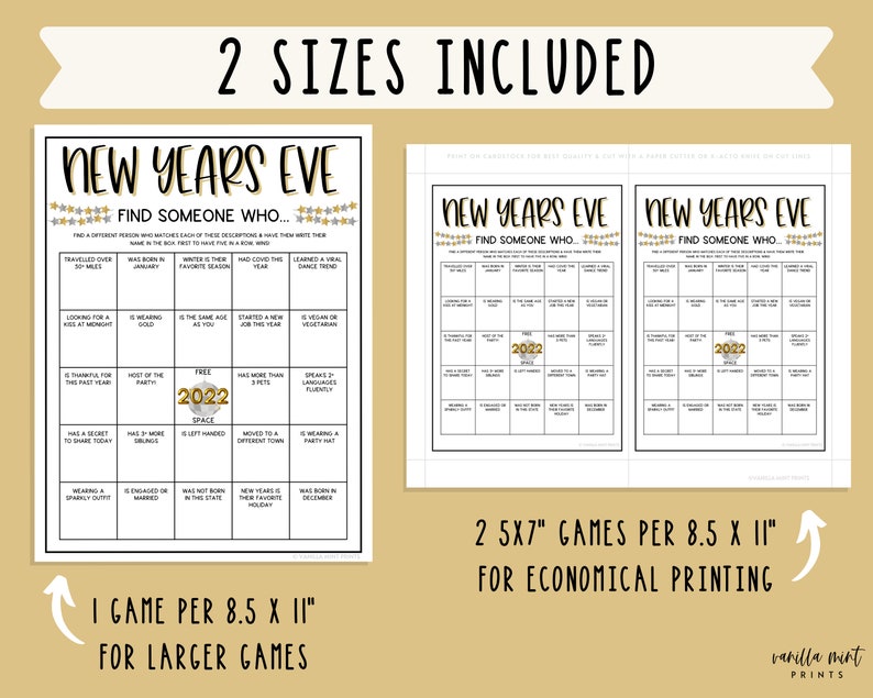 New Years Eve Find Someone Who Bingo Game New Years Games - Etsy