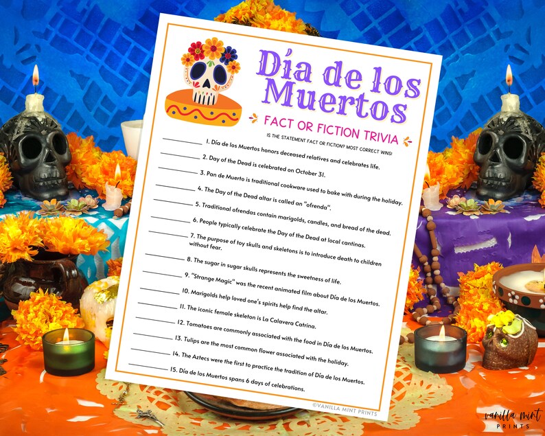 Día De Los Muertos Fact or Fiction Trivia Printable Day of - Etsy