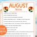 August Trivia Game | Printable Month Party Games | Summertime ...